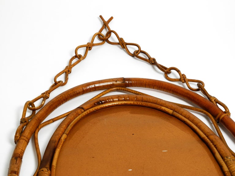 Beautiful Large 1960s Italian Oval Bamboo Wall Mirror with Loop Design ...