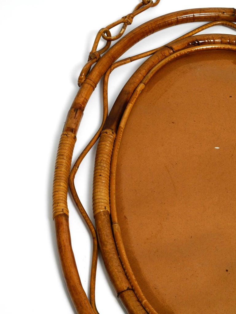Beautiful Large 1960s Italian Oval Bamboo Wall Mirror with Loop Design ...