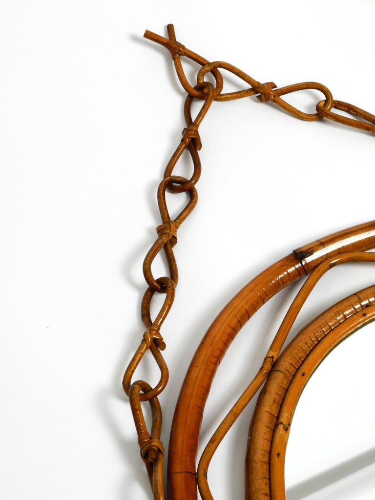 Beautiful Large 1960s Italian Oval Bamboo Wall Mirror with Loop Design ...