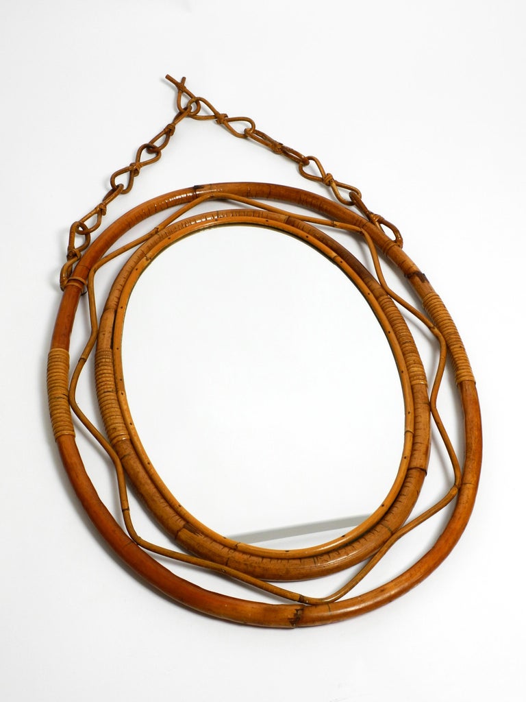 Beautiful Large 1960s Italian Oval Bamboo Wall Mirror with Loop Design ...