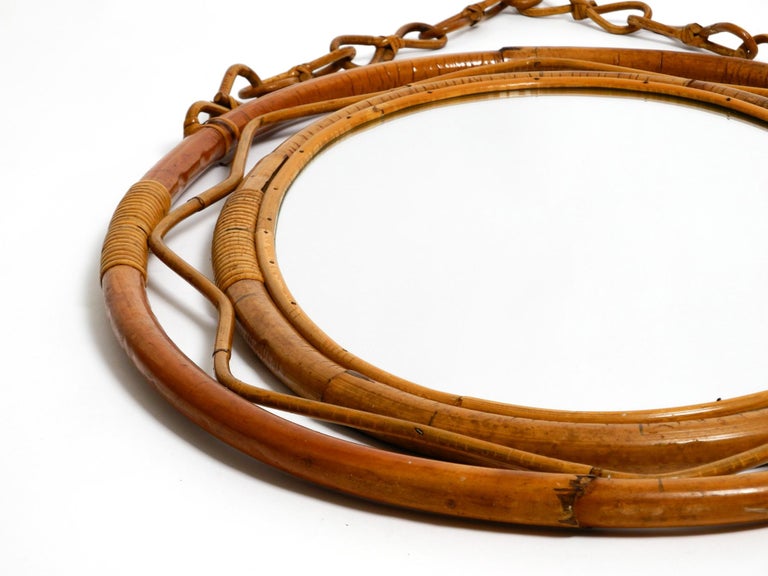 Beautiful Large 1960s Italian Oval Bamboo Wall Mirror with Loop Design ...