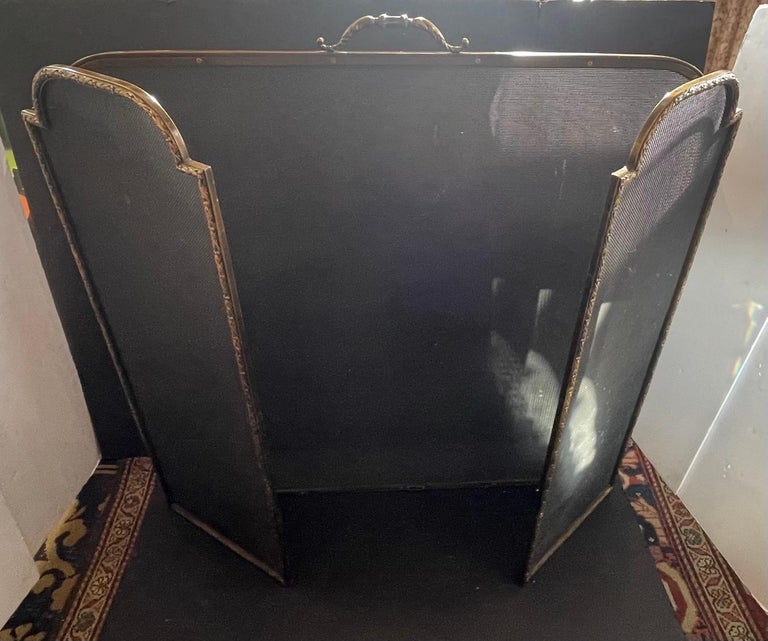 Beautiful Large French Tri Fold Gilt Bronze Fire Place Screen 3 Panel ...
