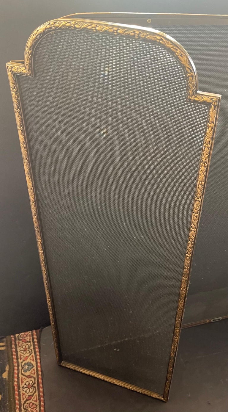 Beautiful Large French Tri Fold Gilt Bronze Fire Place Screen 3 Panel ...