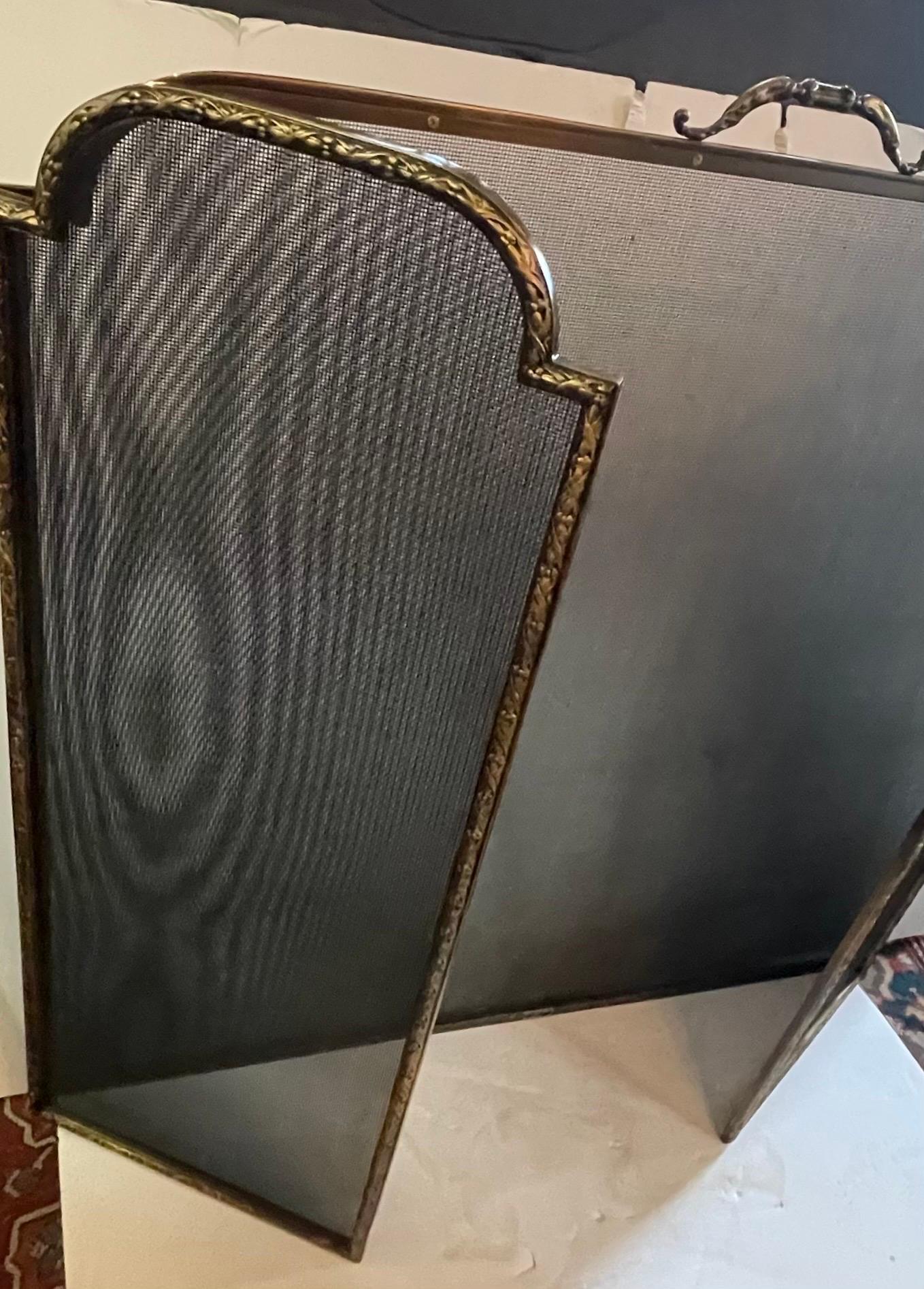 Beautiful Large French Tri Fold Gilt Bronze Fire Place Screen 3 Panel ...