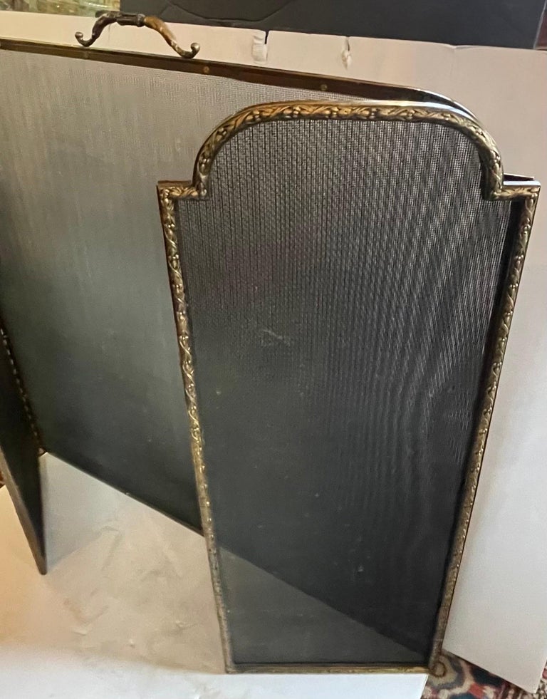 Beautiful Large French Tri Fold Gilt Bronze Fire Place Screen 3 Panel ...