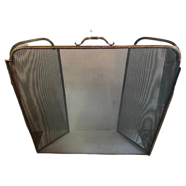 Beautiful Large French Tri Fold Gilt Bronze Fire Place Screen 3 Panel ...