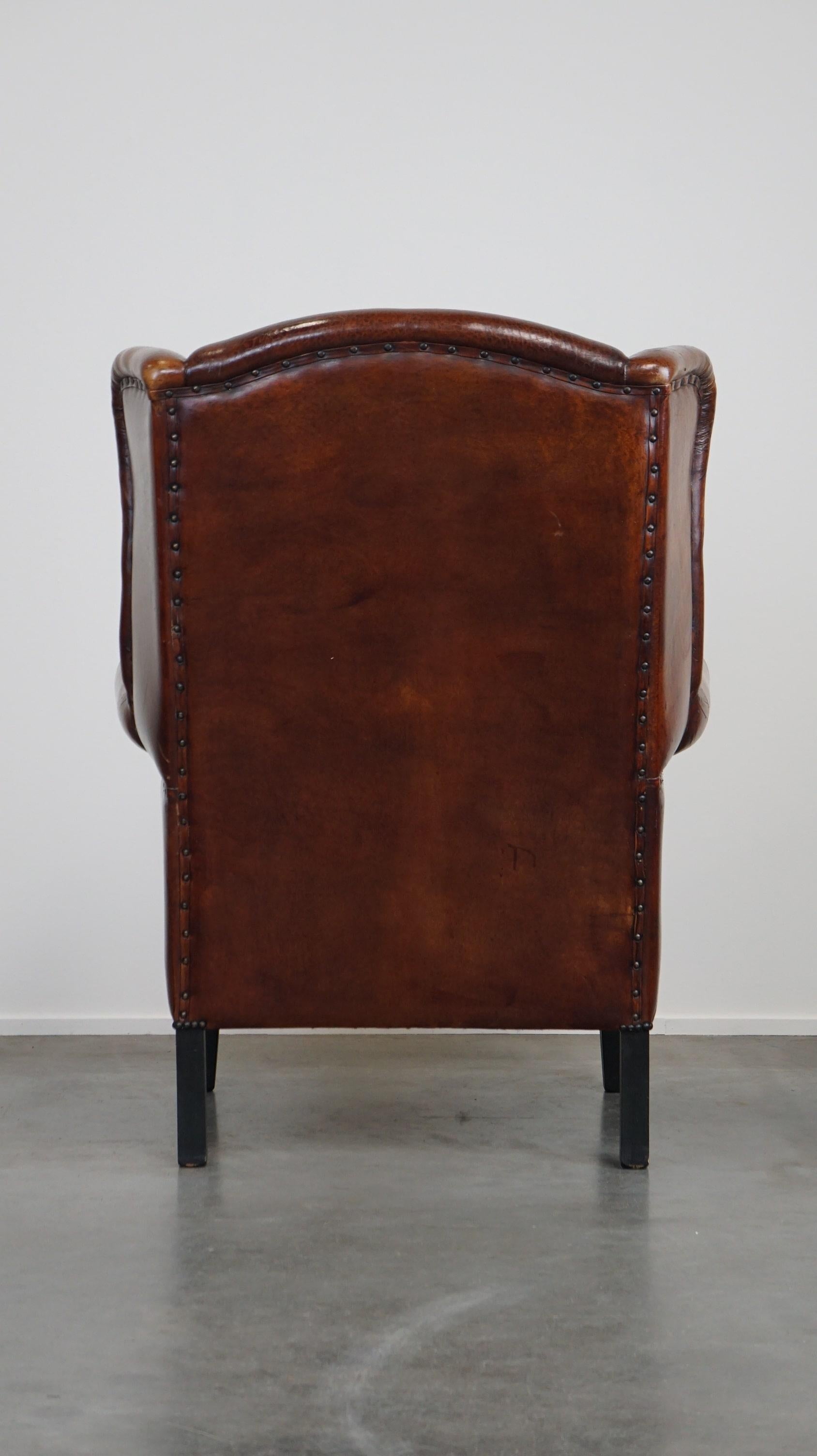 Beautiful large sheepskin leather wingback armchair with stunning ...
