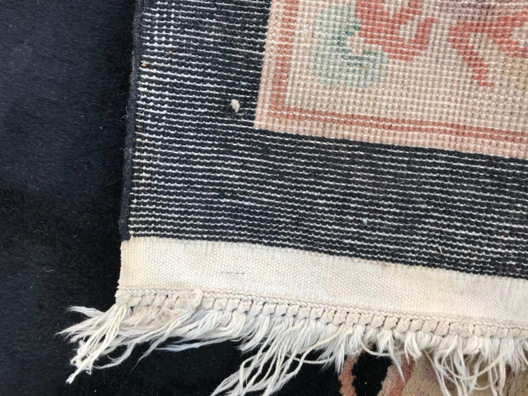 Beautiful Large Vintage Chinese Black Field Rug For Sale at 1stDibs ...