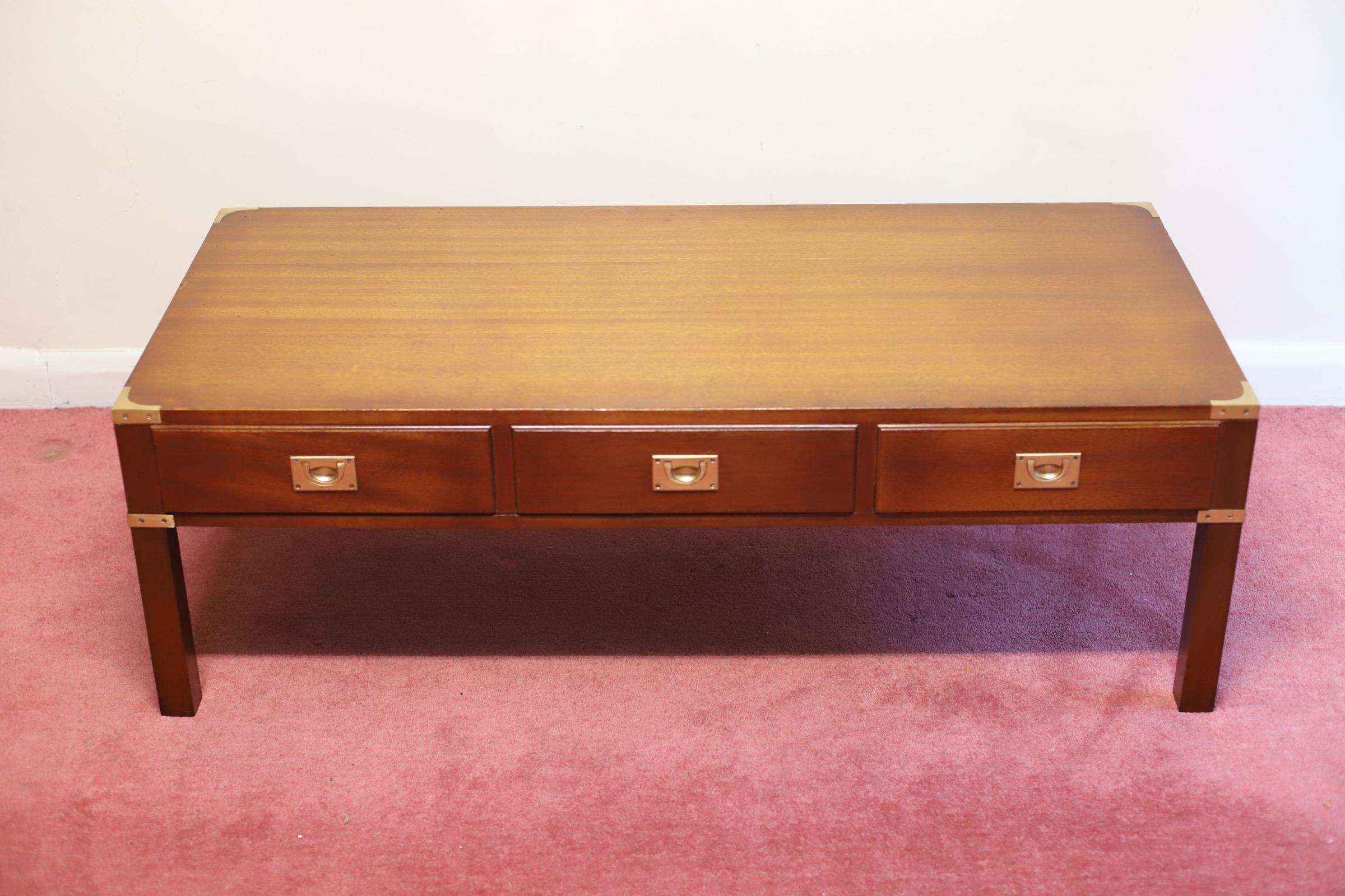 Beautiful Large Yew Wood Military Campaign Coffee Table For Sale at 1stDibs