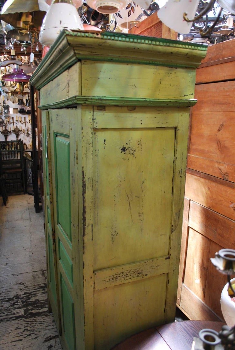 Beautiful Late 19th Century Rustic Green Hutch or Armoire at 1stDibs