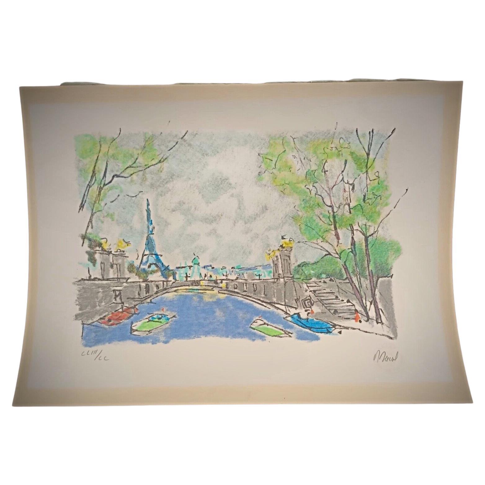 Beautiful Lithograph of a Paris Watercolor, Numbered 153/200 - 2Y171 ...