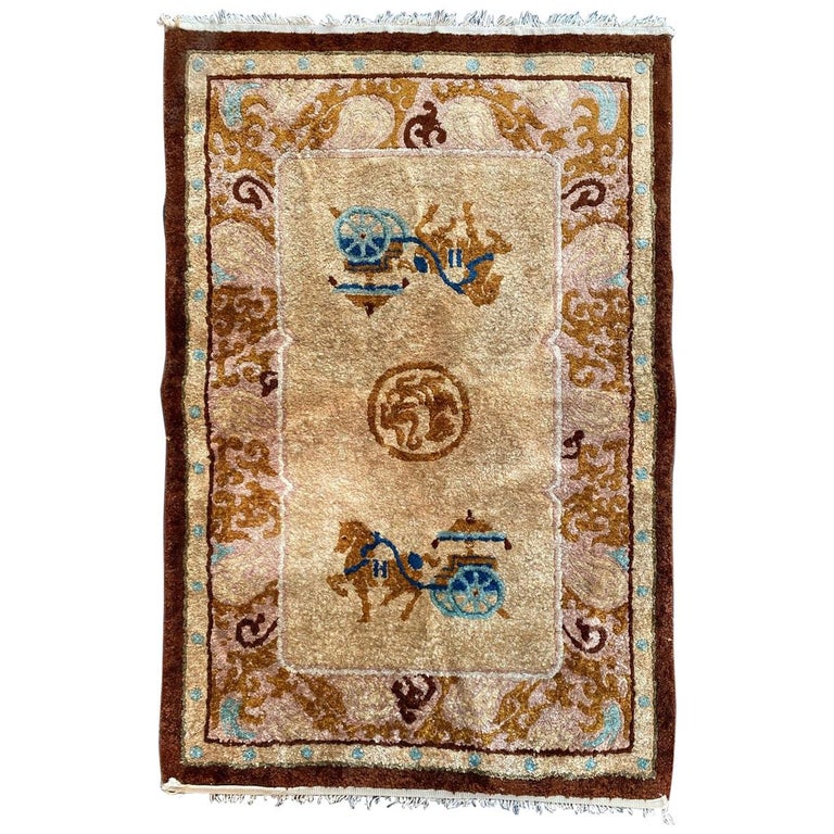 Beautiful Little Chinese Silk Rug at 1stDibs