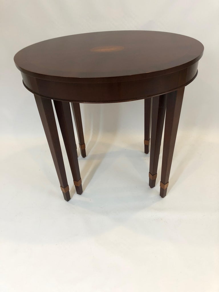 Beautiful Mahogany Oval Nesting Tables by Baker at 1stDibs