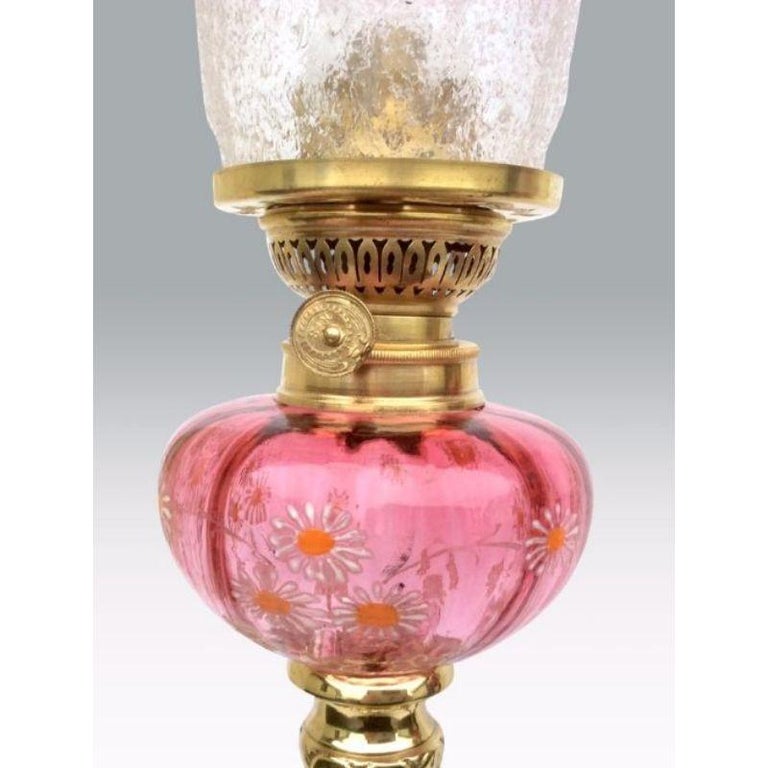 Beautiful Matching Pair of Original Antique Ruby Glass Oil Peg Lamps at ...