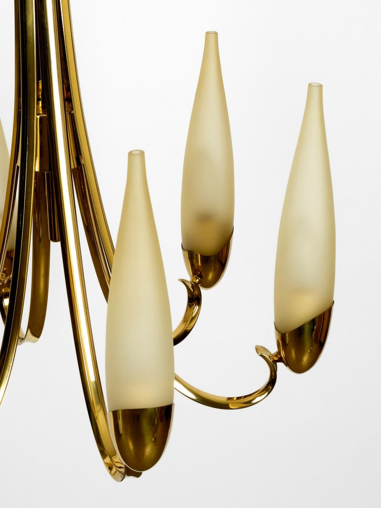 Beautiful Mid-Century Modern Brass Chandelier with Long Glass Shades at ...