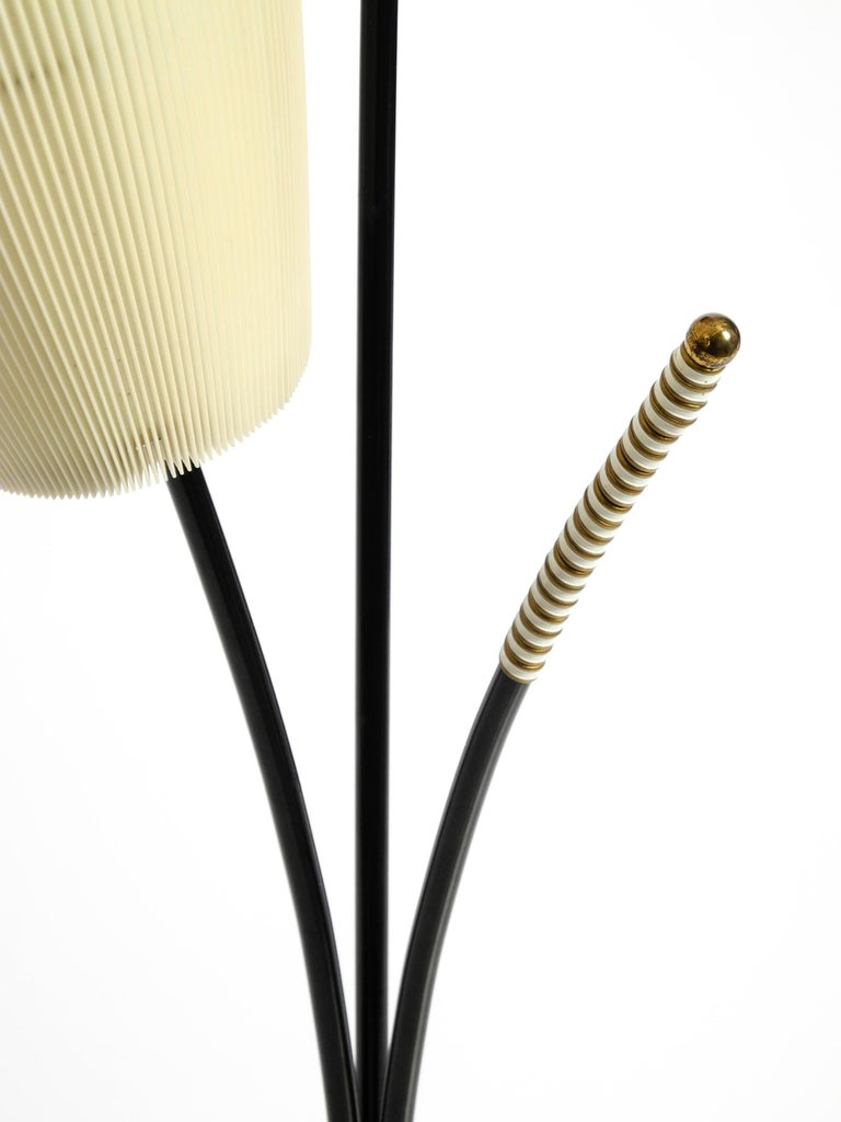 Beautiful Mid Century Tripod Floor Lamp with Two Large Pleated Plastic ...