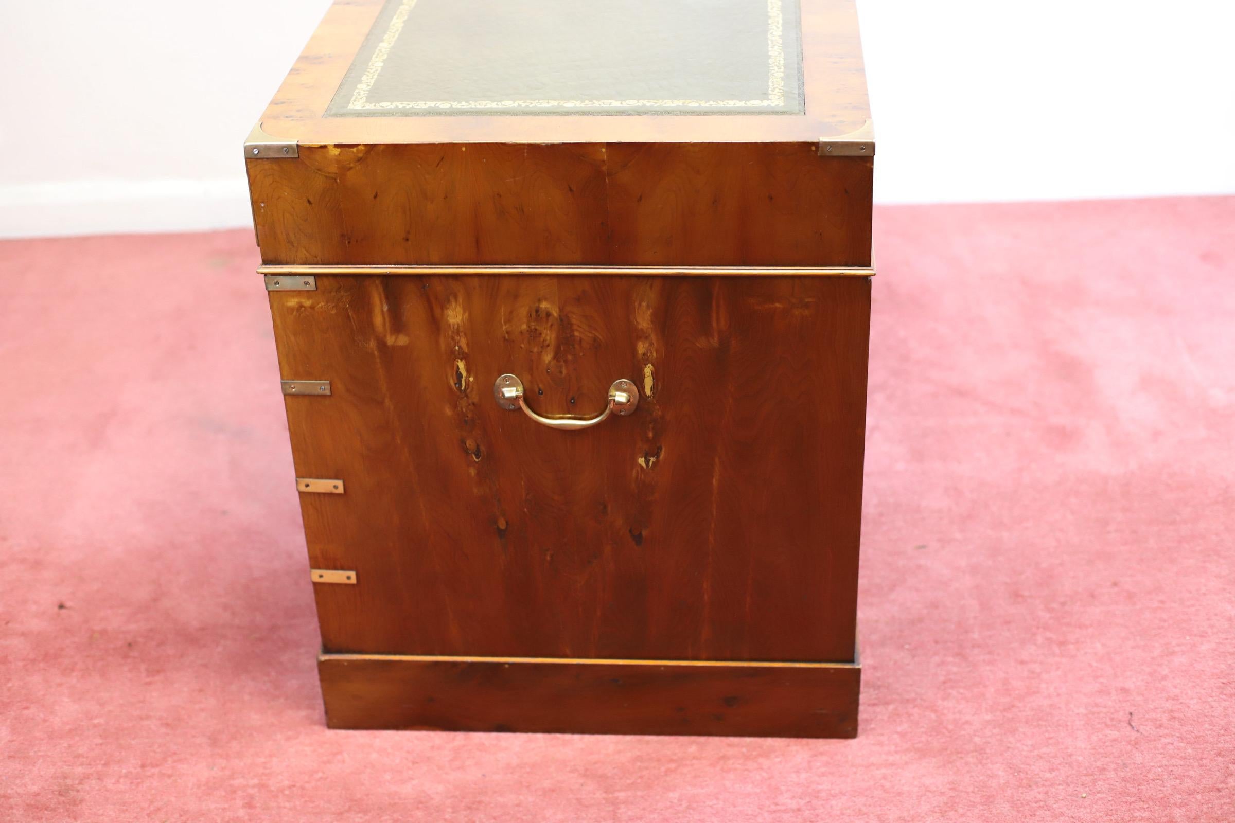 Beautiful Military Campaign Twin Pedestal Desk For Sale at 1stDibs