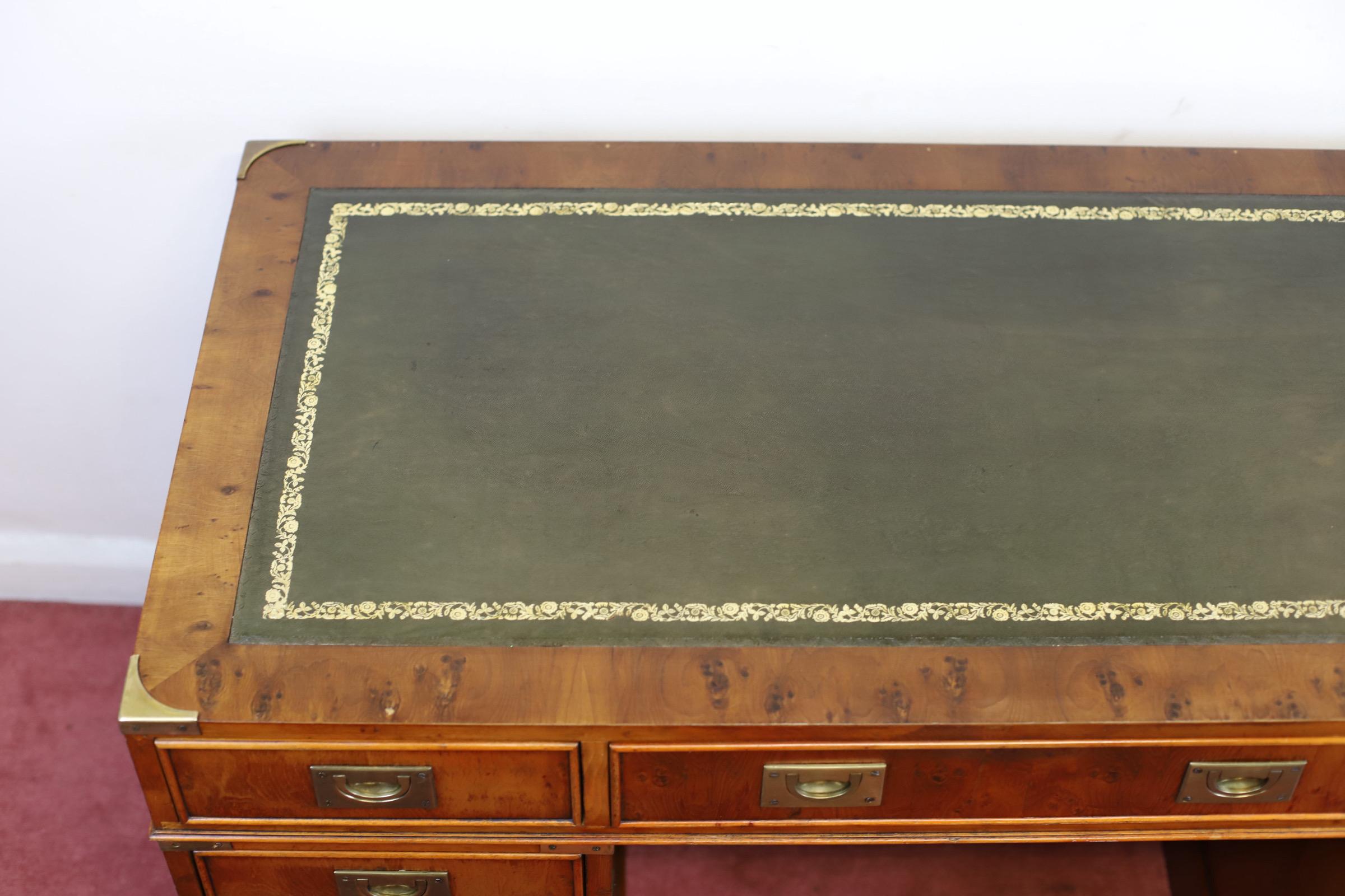 Beautiful Military Campaign Twin Pedestal Desk For Sale at 1stDibs