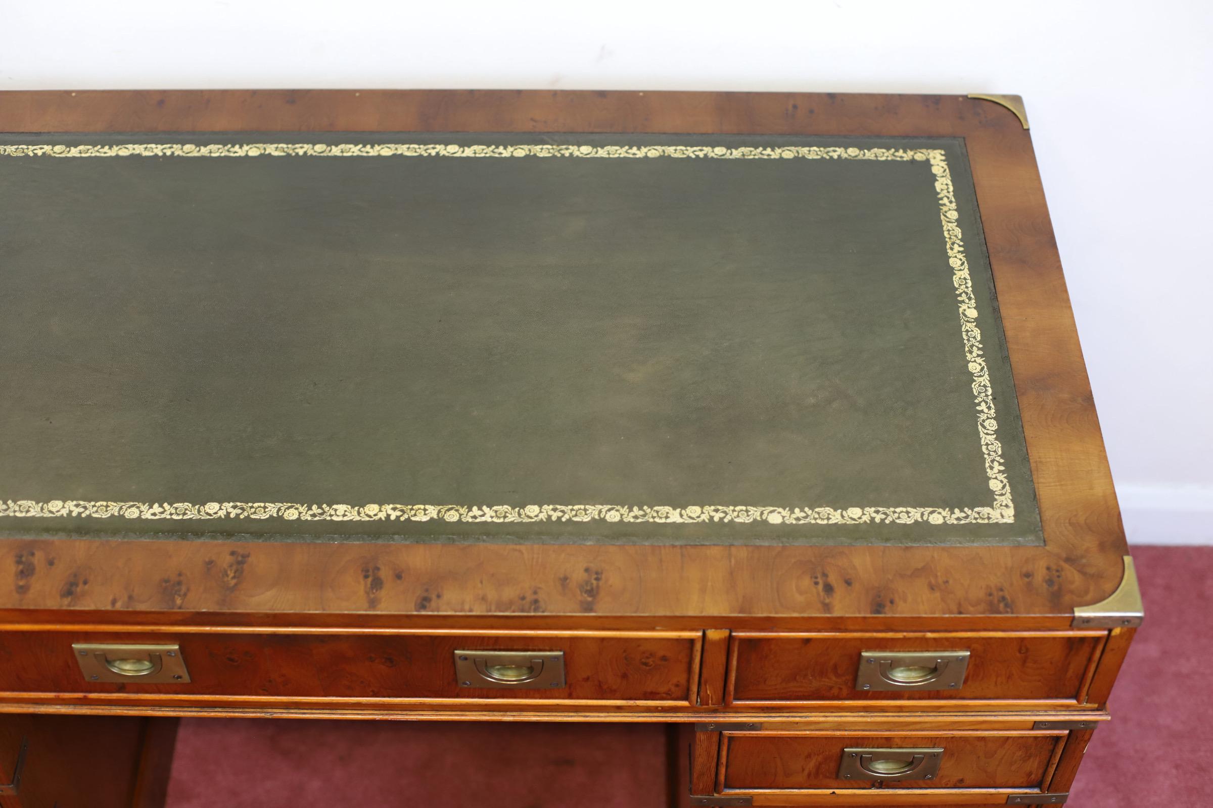 Beautiful Military Campaign Twin Pedestal Desk For Sale at 1stDibs