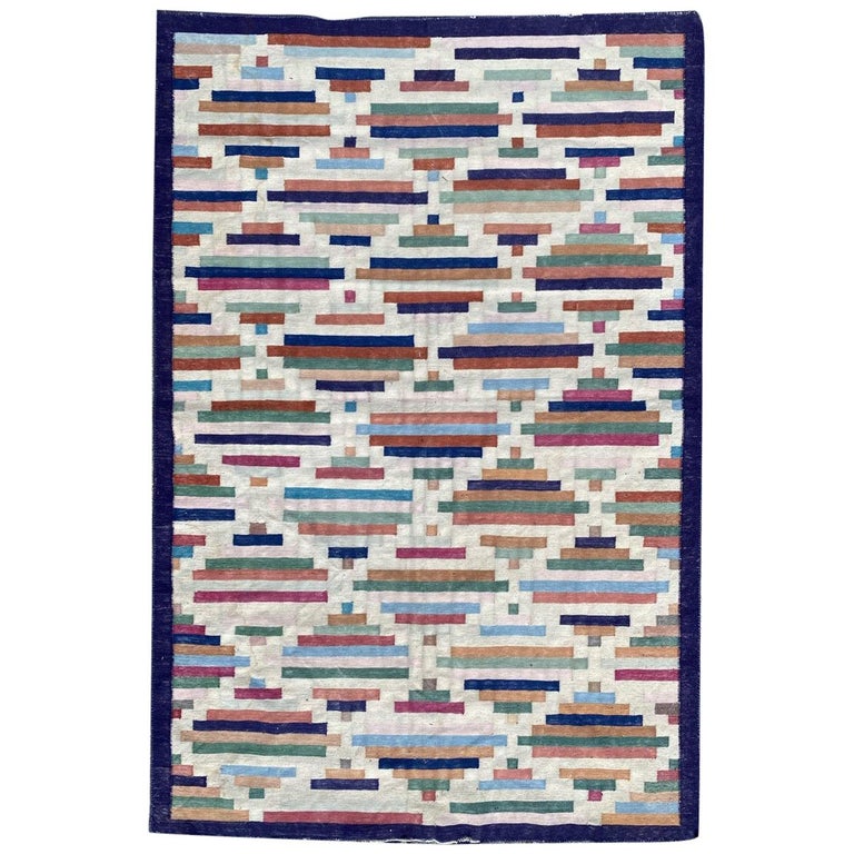 Beautiful Modern Design Indian Durhie Kilim Flat Rug For Sale at 1stDibs
