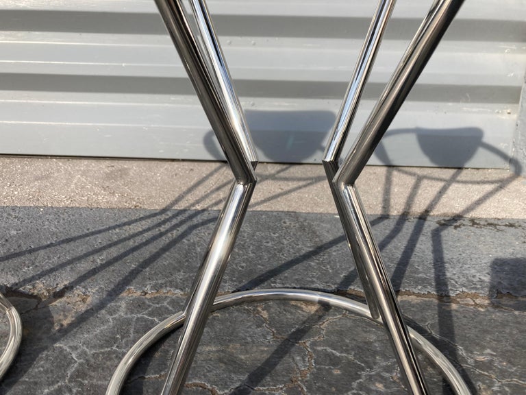 Beautiful Modern Side Tables, Stainless Steel and Glass For Sale at 1stDibs