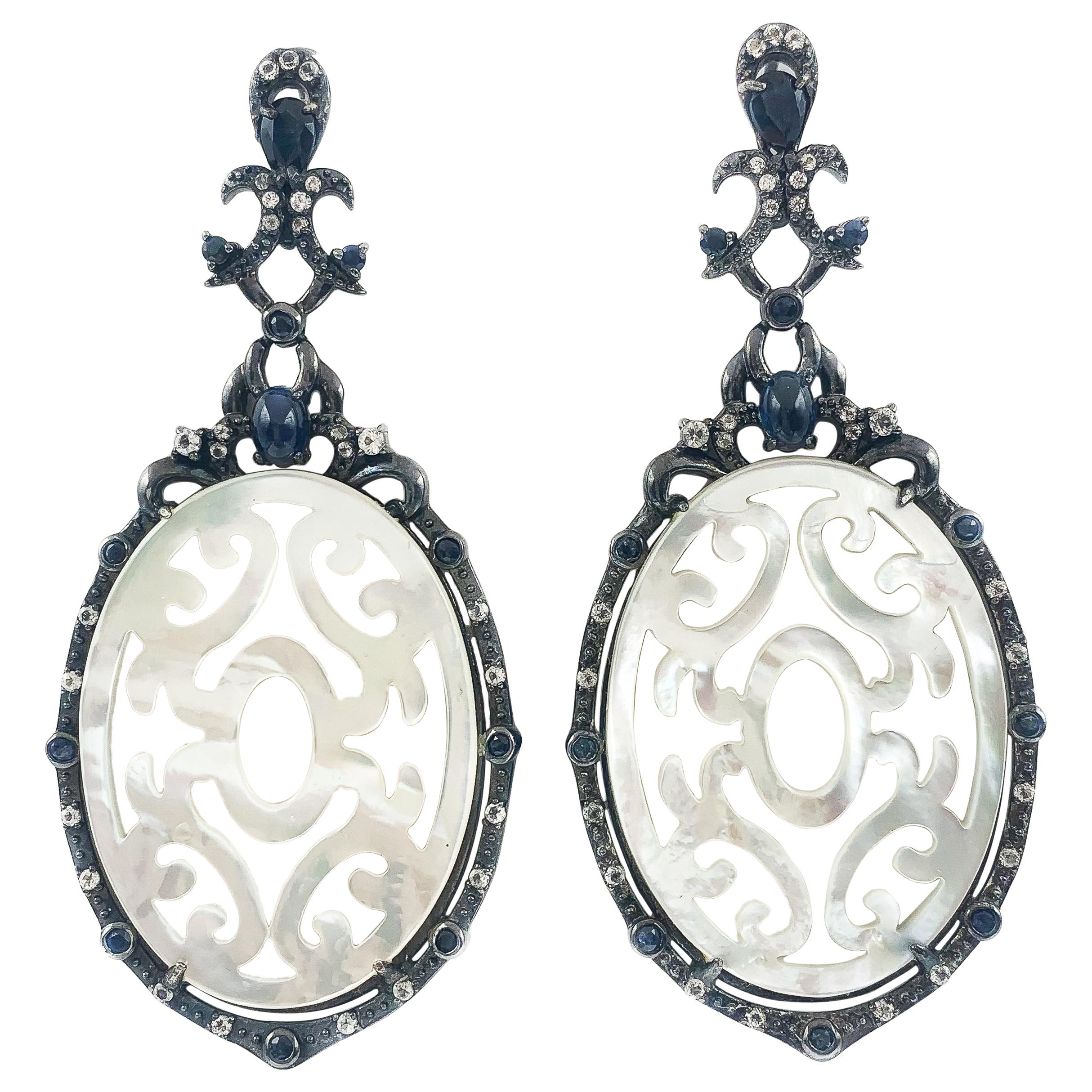 Beautiful Sapphire Spiral Earrings at 1stDibs