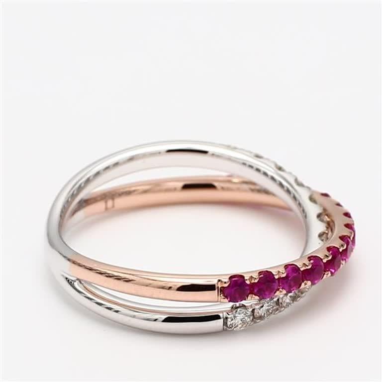 Beautiful Natural Red Ruby and White Diamond Interlocking-Circle Ring ...