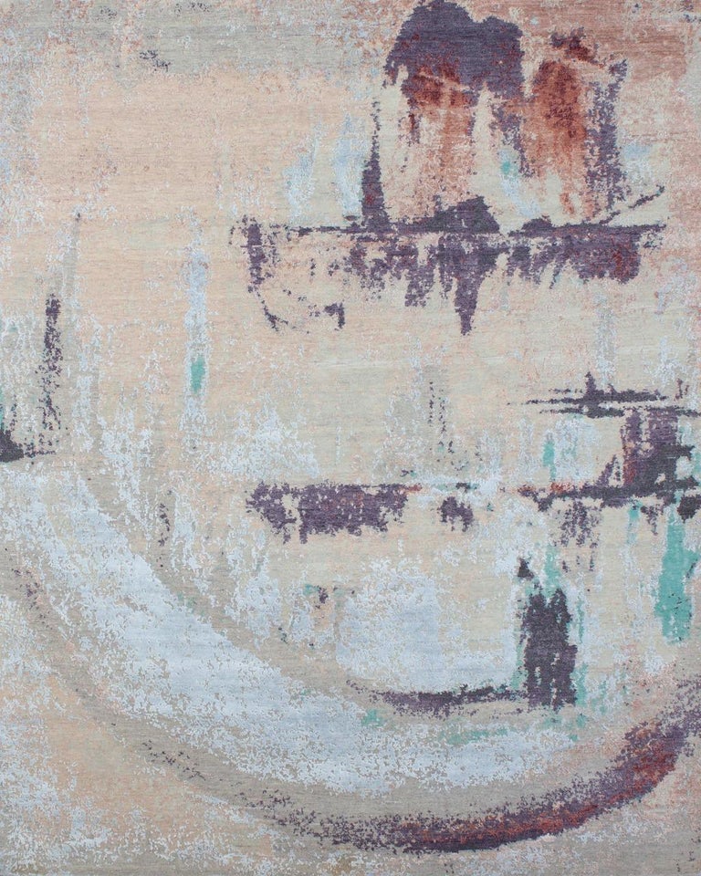 Beautiful New Modern Hand Knotted, Abstract Design Rug For Sale at 1stDibs