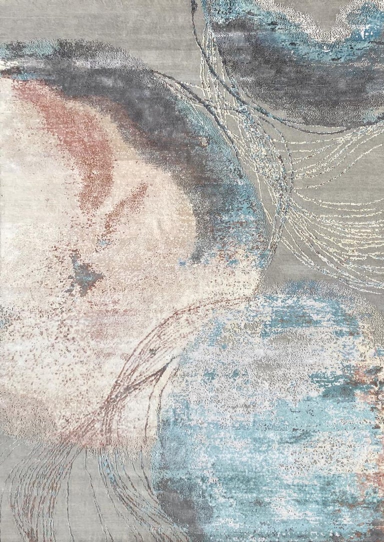 Beautiful New Modern Hand Knotted, Abstract Design Rug For Sale at 1stDibs
