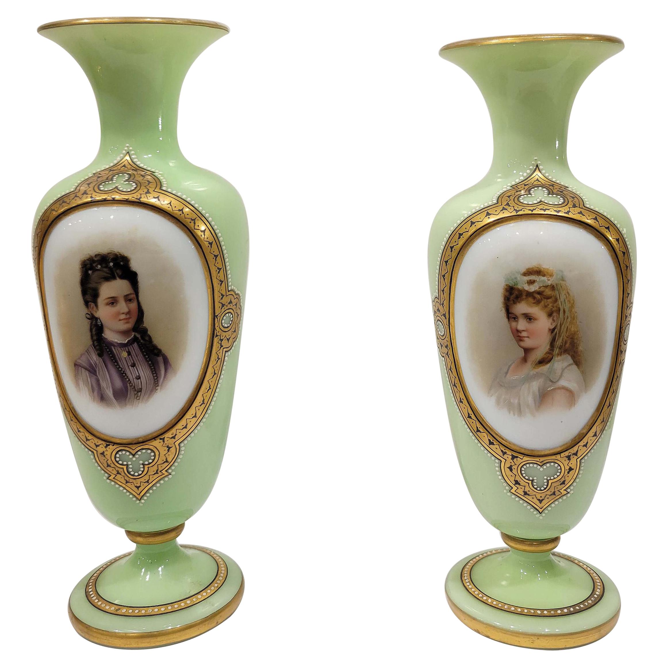 Art & Collectibles Collectible Glass Vintage Opaline glass vases Pair ...