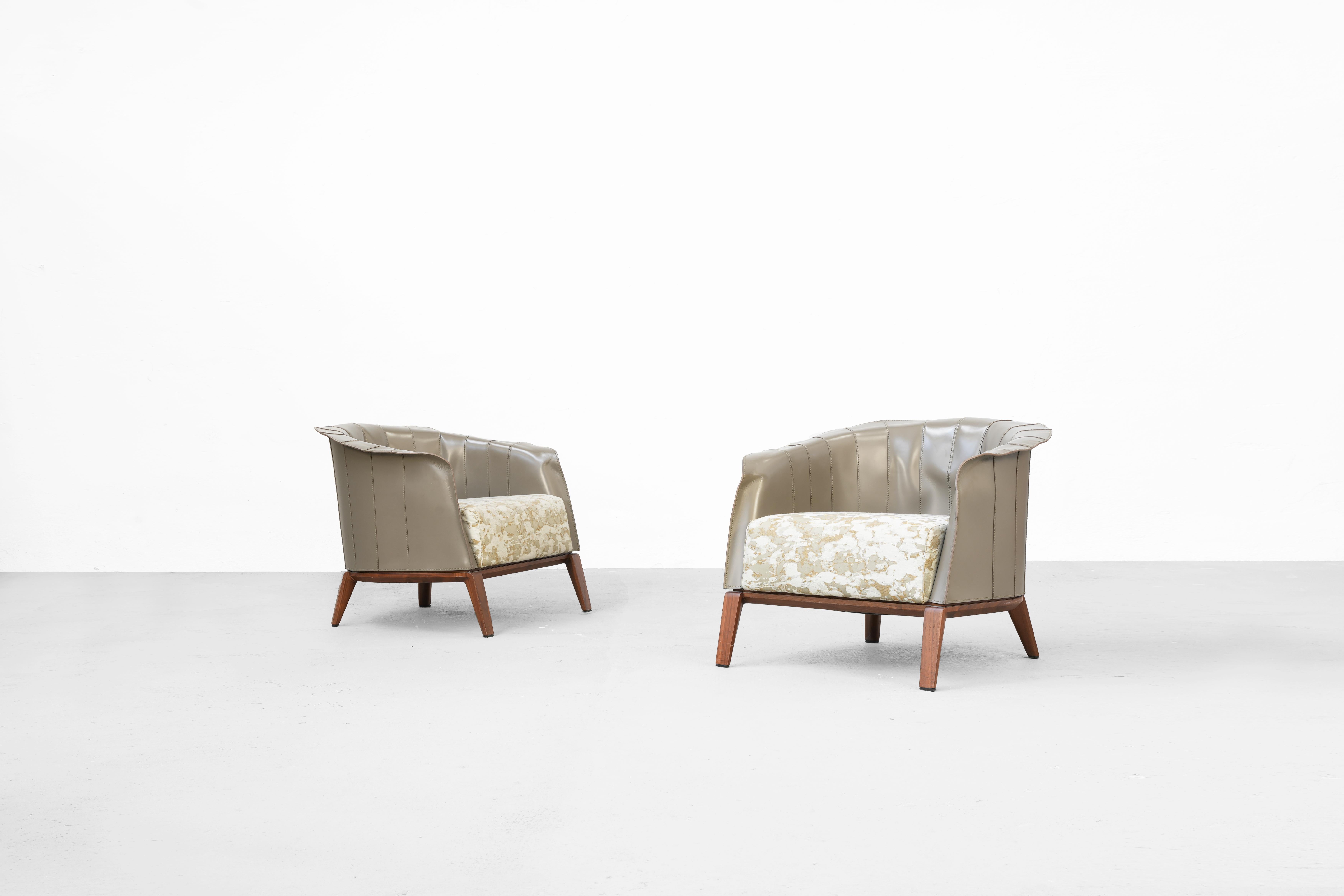 Beautiful Pair of lounge chairs designed by Umberto Asnago Giorgetti in ...