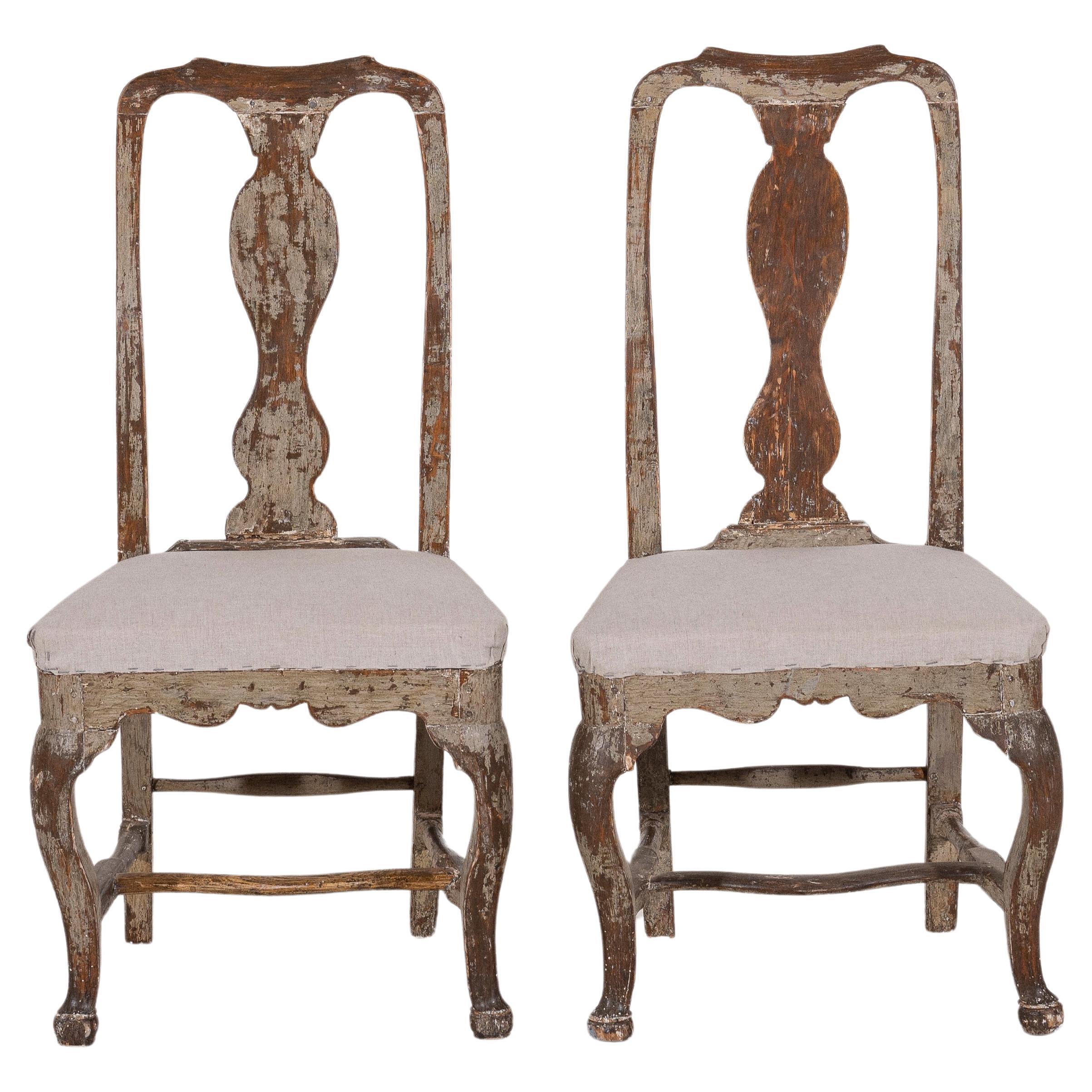 Beautiful pair of Rococo chairs in original paint, 18th C. For Sale at ...