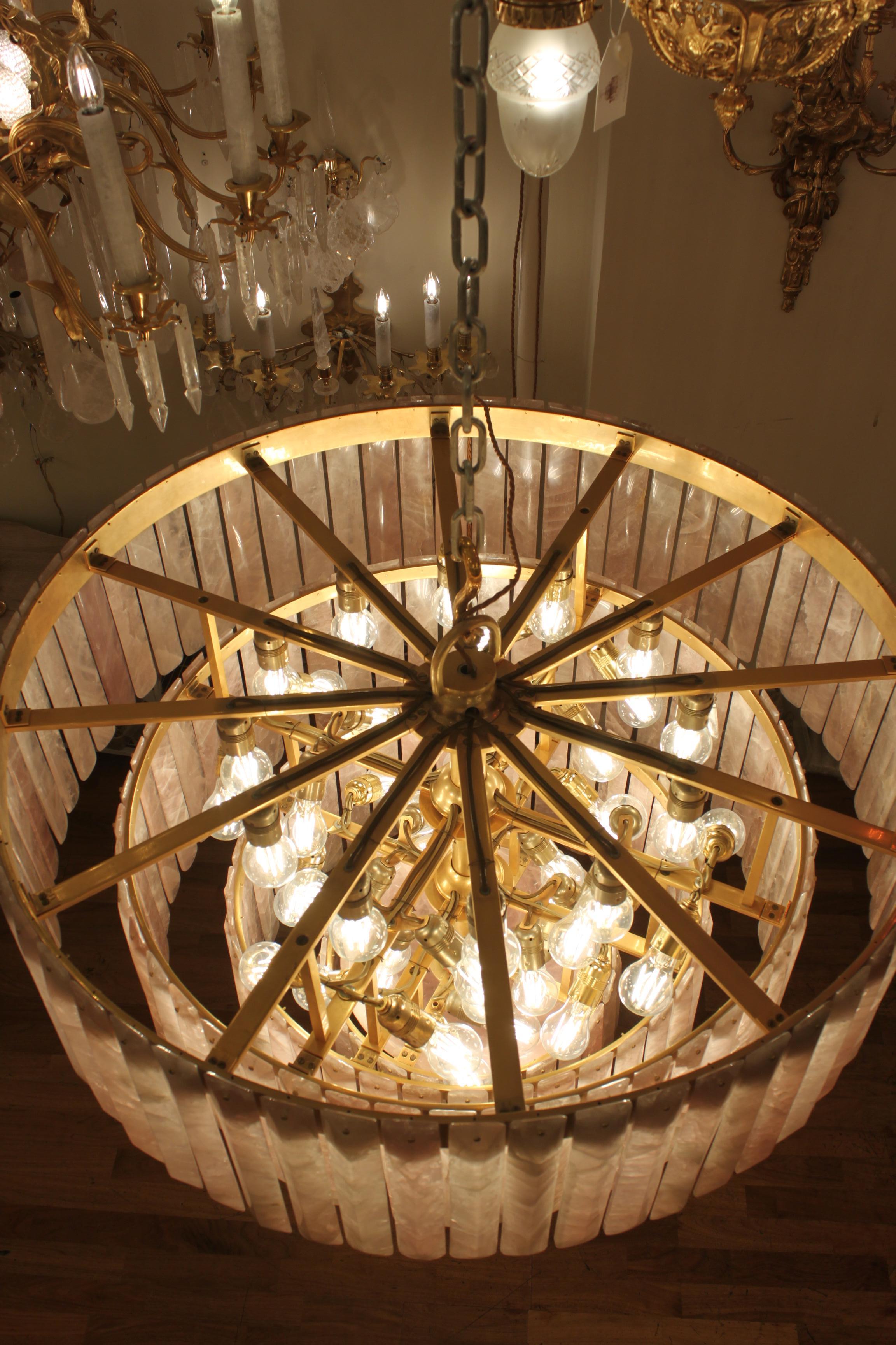 Beautiful Pair of Rose Quartz Rock Crystal Chandeliers For Sale at ...