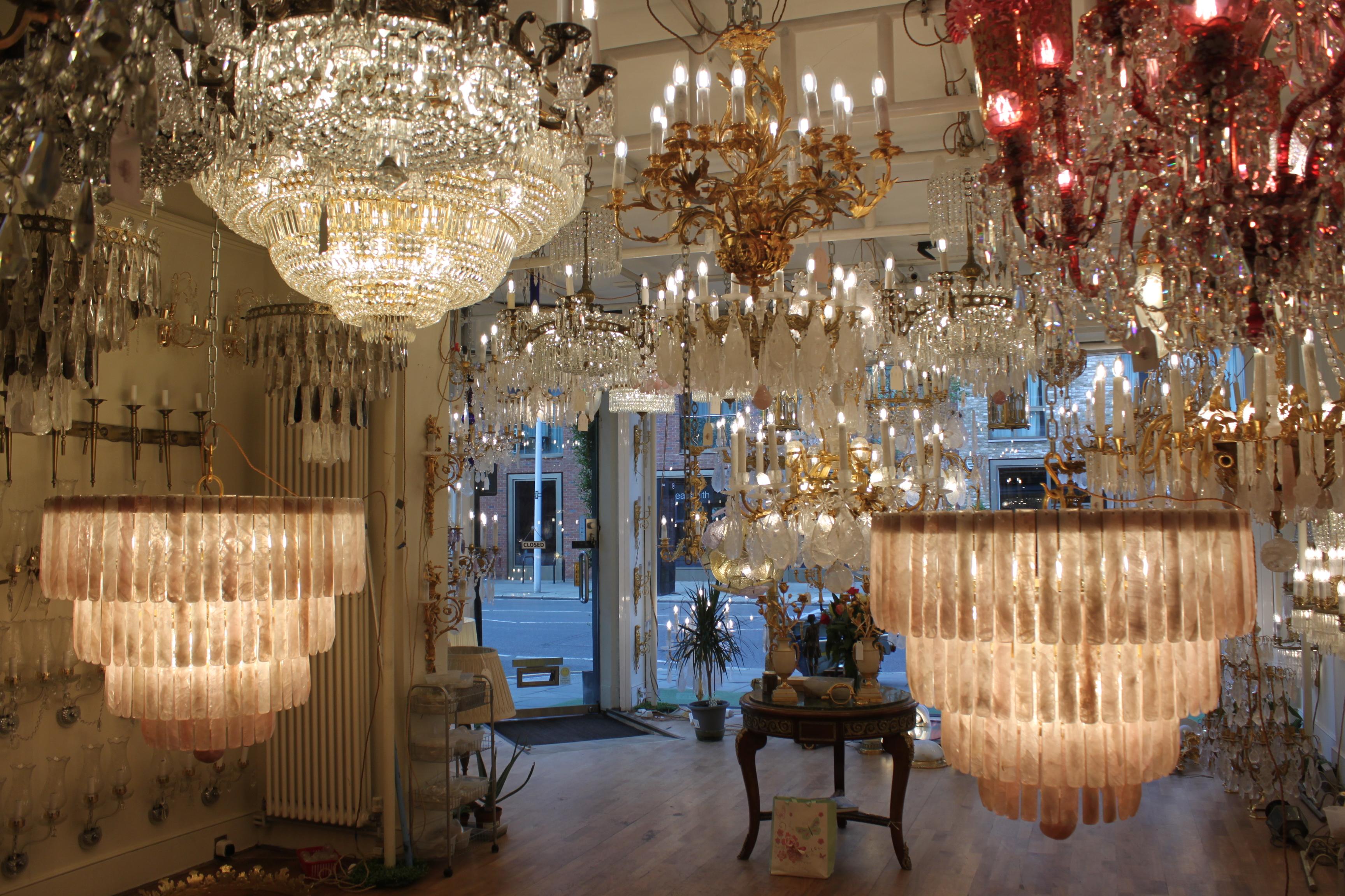 Beautiful Pair of Rose Quartz Rock Crystal Chandeliers For Sale at ...