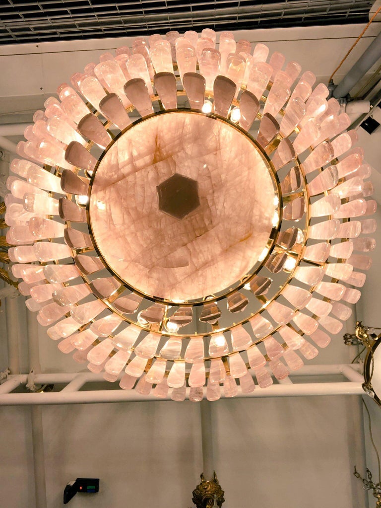Beautiful Pair of Rose Quartz Rock Crystal Chandeliers For Sale at 1stdibs