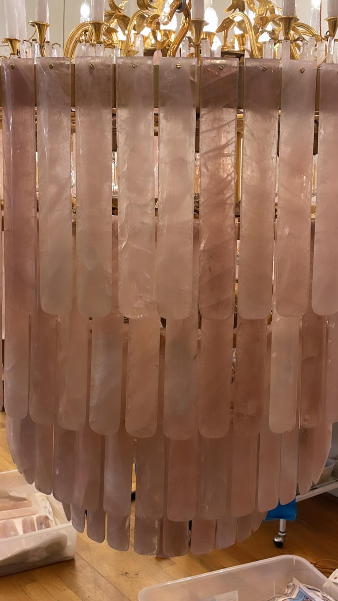 Beautiful Pair of Rose Quartz Rock Crystal Chandeliers For Sale at ...