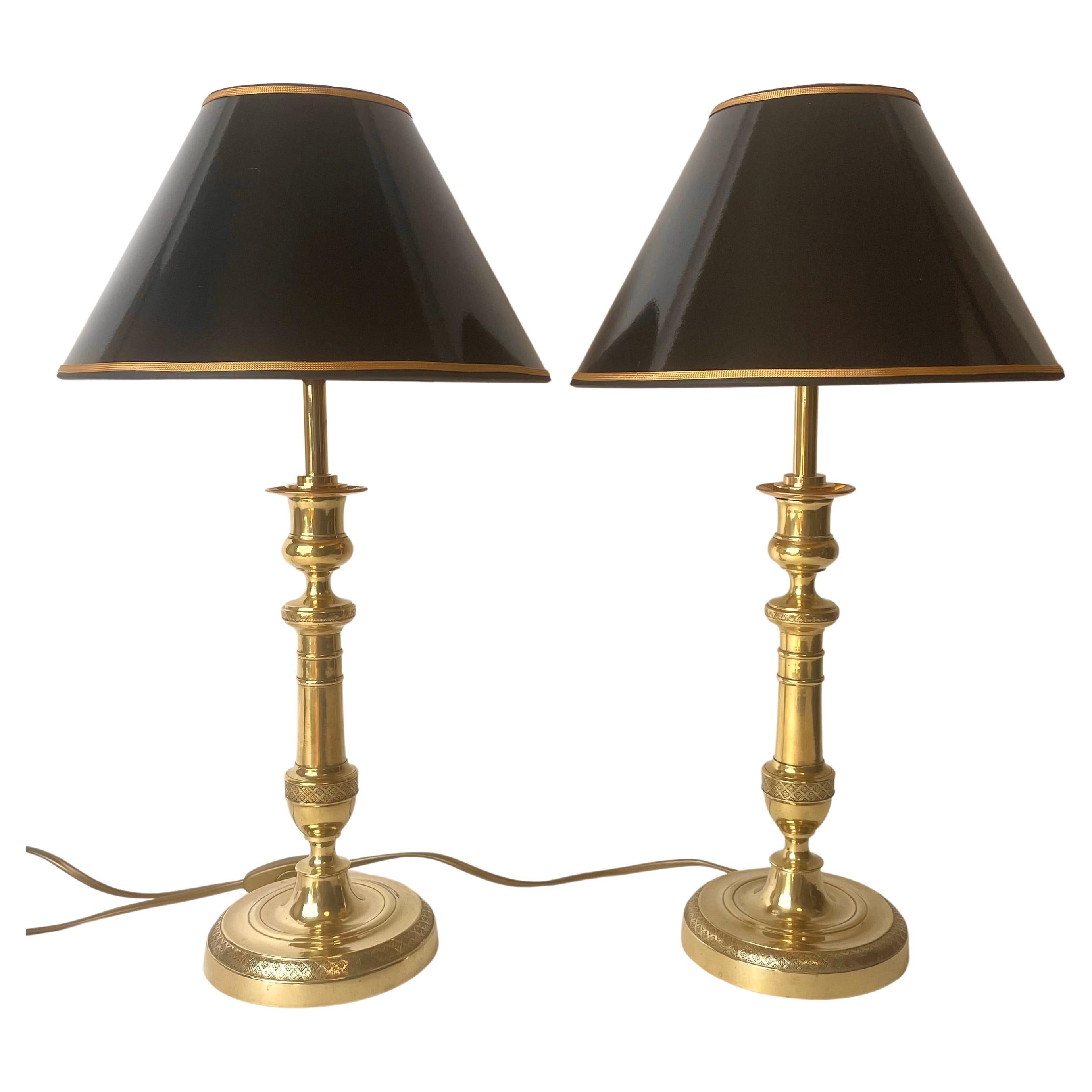Beautiful Pair of Table Lamps originally Empire Candlesticks from the ...