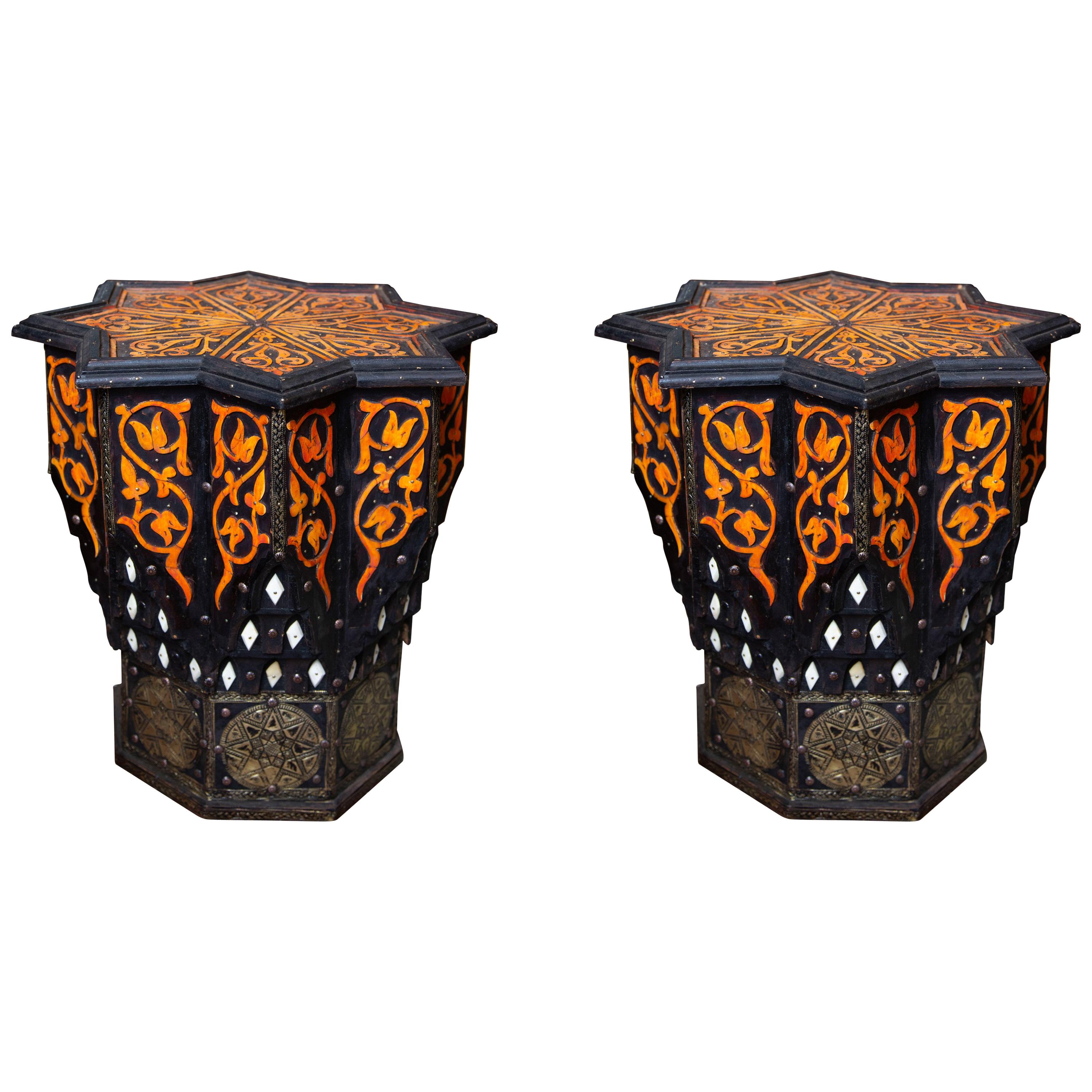 Beautiful Pair of Vintage Camel Bone Star Tables at 1stDibs