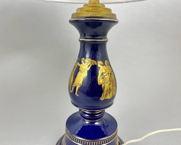 Beautiful Pair of Vintage Cobalt Blue Porcelain Table Lamps, Set 2 For ...