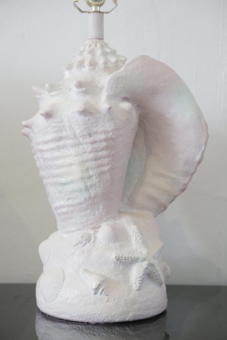 Beautiful Pair of Vintage Conch Shell Plaster Table Lamps at 1stDibs