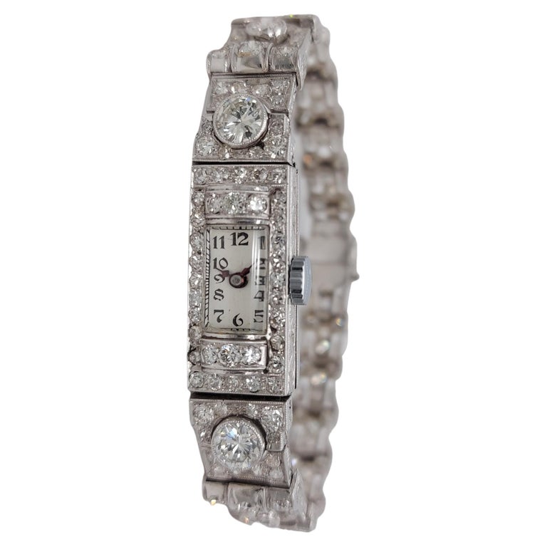 Beautiful Platinum Diamond Bracelet Dress Watch with Big Diamonds For ...