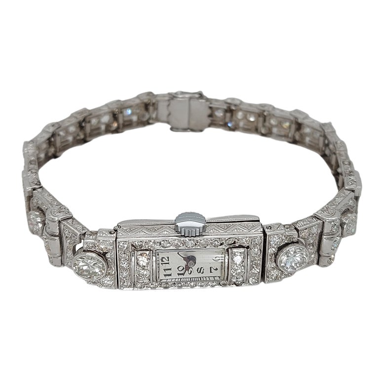 Beautiful Platinum Diamond Bracelet Dress Watch with Big Diamonds For ...