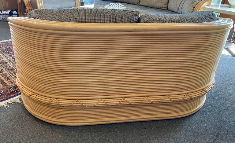 Beautiful and Rare Freeform Pencil Reed Rattan Loveseat For Sale at 1stDibs