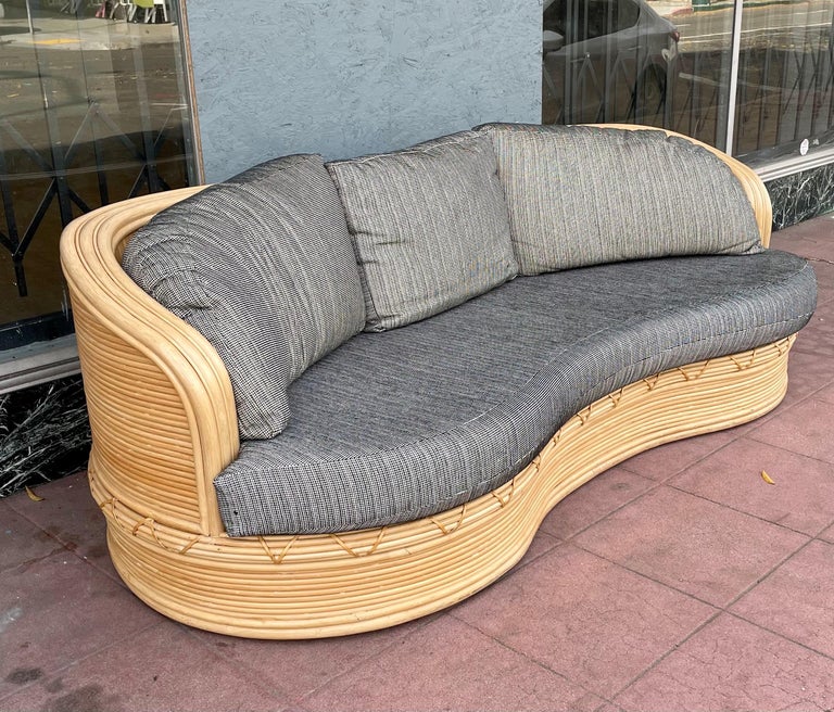 Beautiful and Rare Freeform Pencil Reed Rattan Sofa at 1stDibs