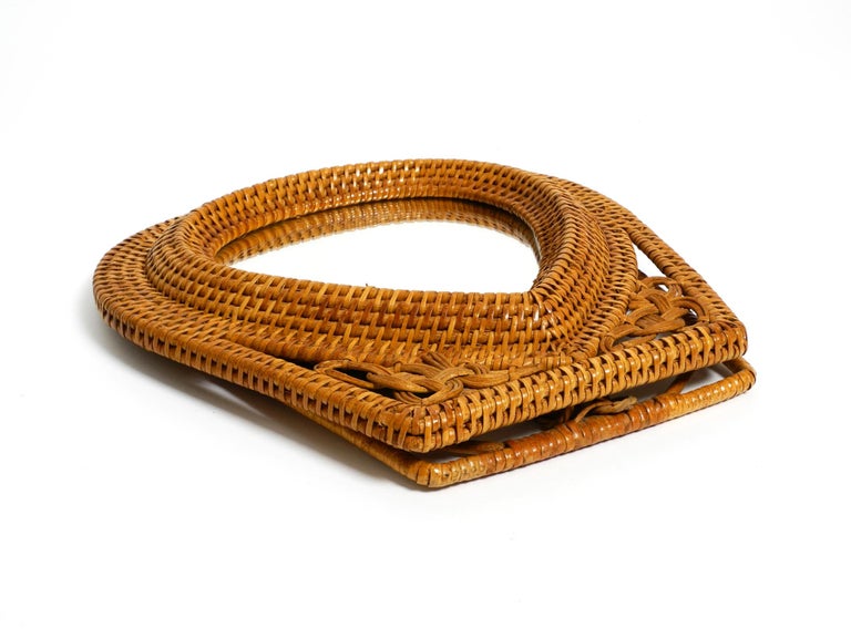 Beautiful Rare Small Rattan Raffia Braided Table or Wall Mirror from ...