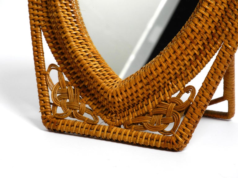 Beautiful Rare Small Rattan Raffia Braided Table or Wall Mirror from ...