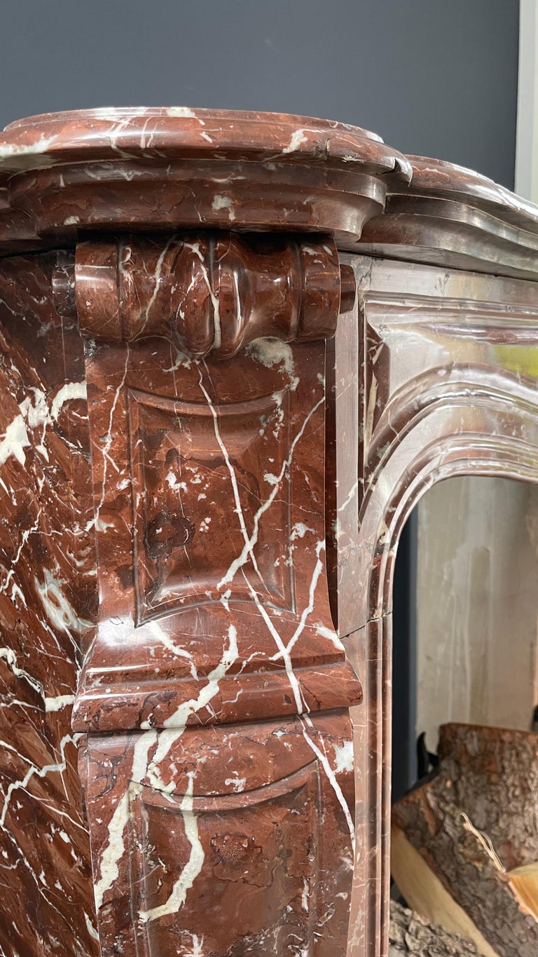 Beautiful Red Marble Antique Circular Chimney Rossa Levanto For Sale at ...