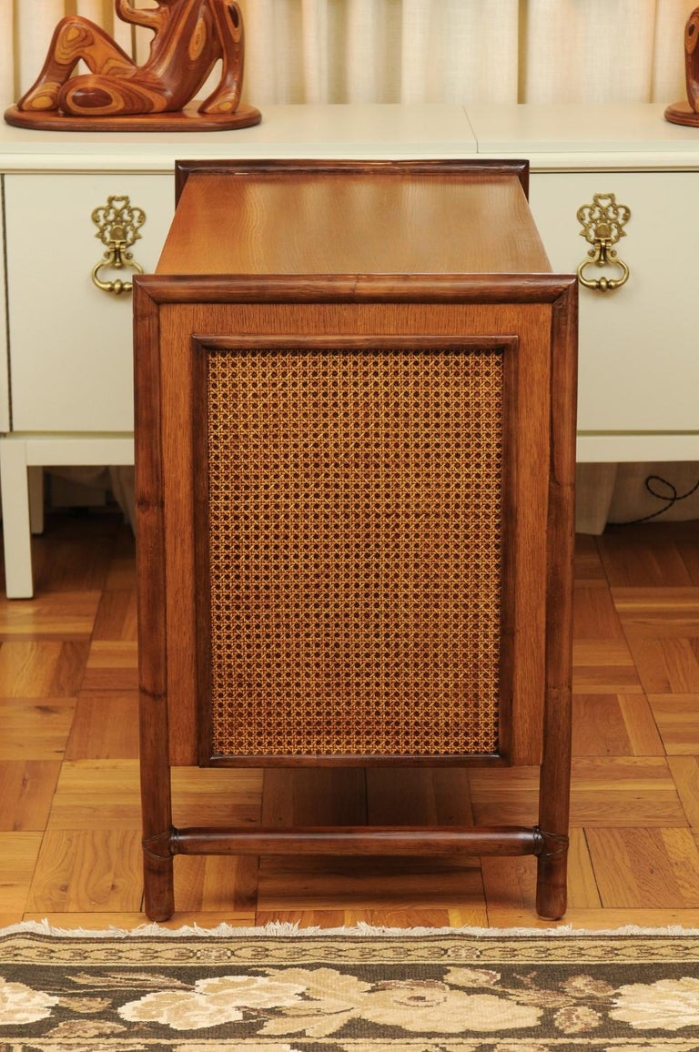 Beautiful Oak, Rattan and Cane Commode by McGuire, circa 1970- Pair ...
