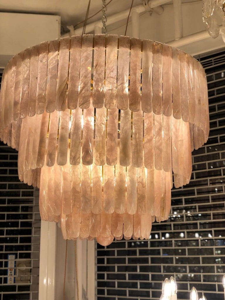 Beautiful Rose Quartz Rock Crystal Chandelier For Sale at 1stDibs ...