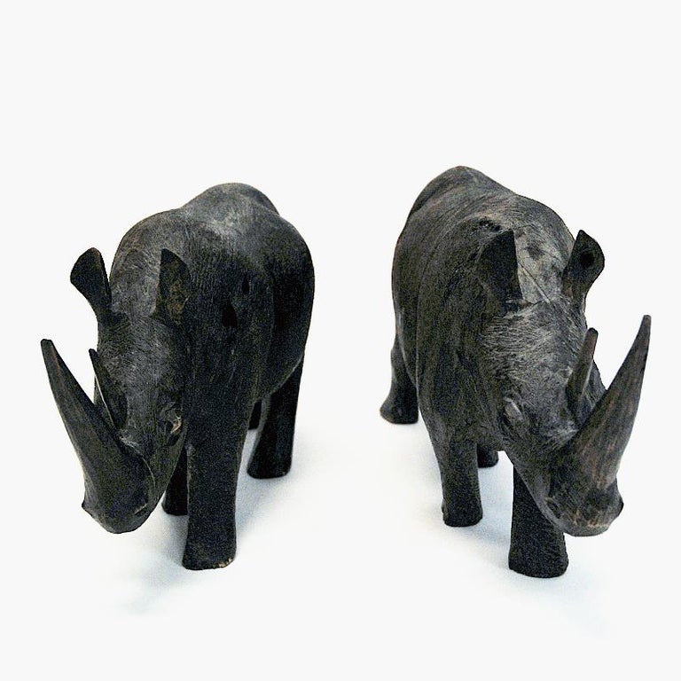 Beautiful Scandinavian Vintage Rhino Pair of Wood, 1940s For Sale at ...